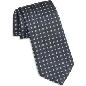 BOSS Micropattern Silk And Wool Blend Tie - Dark Blue