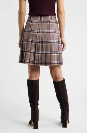 TAHARI ASL Plaid Pleated Skirt