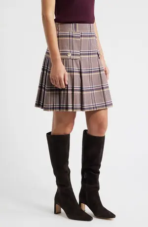 TAHARI ASL Plaid Pleated Skirt