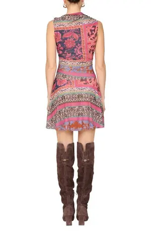 Avec Les Filles Printed Sleeveless Minidress