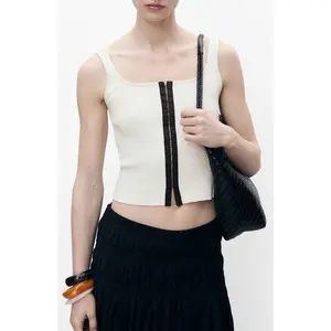 Mango Contrast Placket Rib Tank