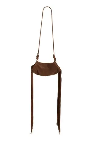 Altuzarra Mini Origami Fringe Suede Crossbody Bag - Chocolate