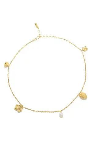 Completedworks Tumbled Multi Charm Necklace - 18ct Gold Plated