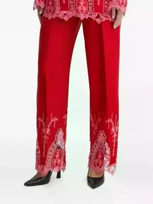 NEVER FULLY DRESSED High-waisted Floral Embroidered Trousers