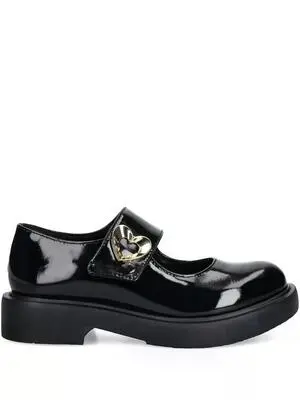 Moschino Heart-buckle Patent Leather Loafers