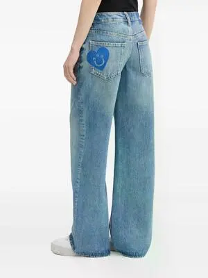 Hugo Wide-leg Jeans With Smiley-face Logo