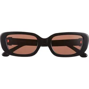 DIFF Daphne 51mm Rectangle Sunglasses - Black Silver Metal/brown