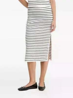 Dkny Striped Side-split Midi Skirt