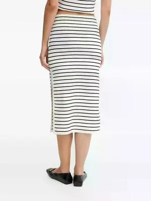Dkny Striped Side-split Midi Skirt