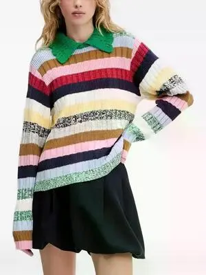 Stine Goya Striped Knit With Crochet-collar