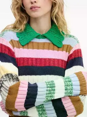 Stine Goya Striped Knit With Crochet-collar