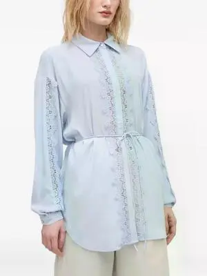 BRUUNS BAZAAR Lace-insert Belted Shirt
