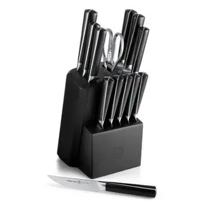 SCHMIDT BROTHERS CUTLERY Crosstown 15-piece Knife Block Set - Black