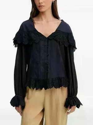 HOSS INTROPIA Embroidered Ruffled Top