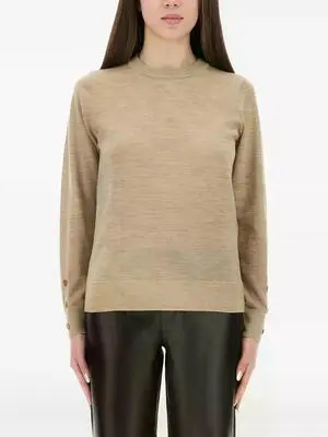 Michael Kors Button-cuff Crew-neck Sweater - Neutrals