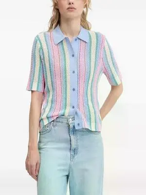 Stine Goya Striped Open-knit Shirt