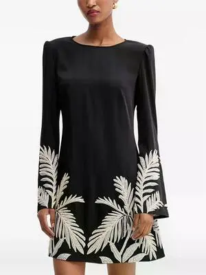 Guess Embellished Leaf-print Mini Dress