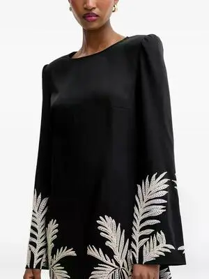 Guess Embellished Leaf-print Mini Dress