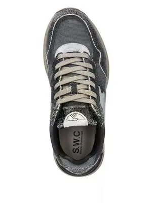 S.W.C STEPNEY WORKERS CLUB Cracked Leather Sneakers