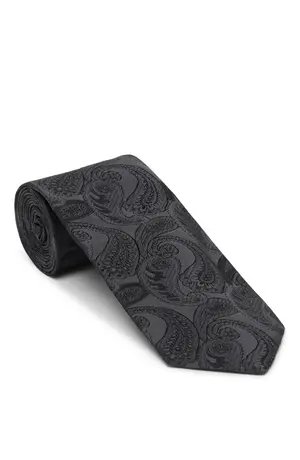 Brunello Cucinelli Paisley Silk Necktie Slate