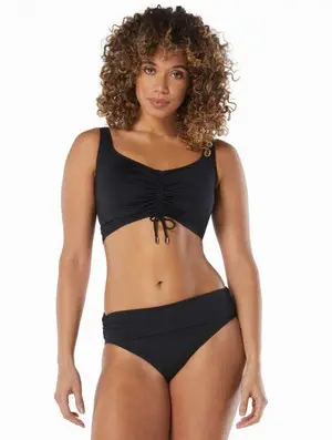 COCO REEF Solid Shirred Underwire Bikini Top - Cast-black