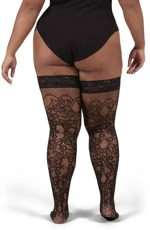 MEMOI Swirl Net Thigh High Tights