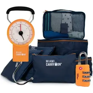 MIAMI CARRY ON Essential Organizational 8-piece Travel Kit - Navy/orange