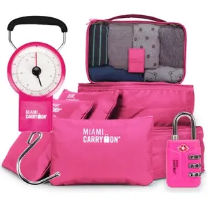 MIAMI CARRY ON Essential Organizational 8-piece Travel Kit - Pink