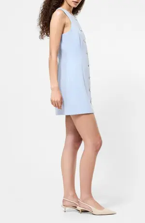 French Connection Azra Buttoned Twill Mini Dress - 45-moonmist
