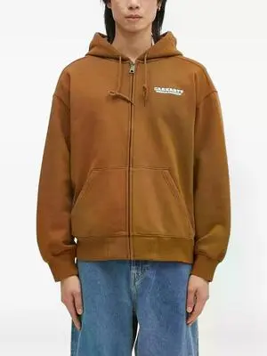 Carhartt Work In Progress Logo-Print Zip-Up Hoodie In Brown - 30