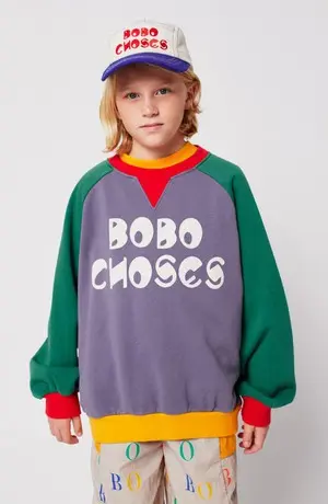 BOBO CHOSES Colorblock Organic Cotton Sweatshirt