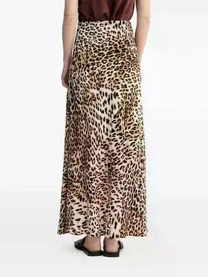 GESTUZ Leopard-print Straight Midi Skirt