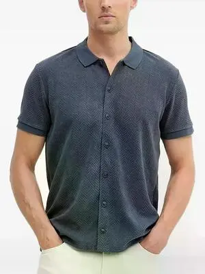 GUESS Herringbone-textured Polo-collar Shirt