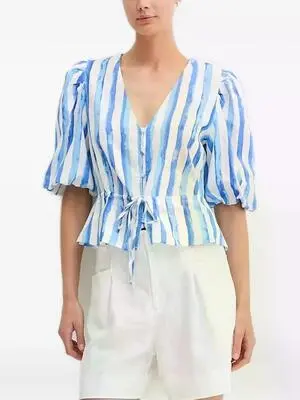 PEDRO DEL HIERRO Striped Puff-sleeve Top