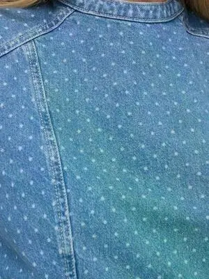 CUSTOMMADE Polka-dot Panelled Denim Top