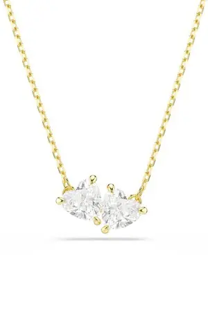 SWAROVSKI Mesmera Crystal Hearts Pendant Necklace - Gold/white