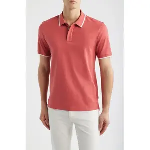 BOSS Parlay Tipped Cotton Polo - Medium Red