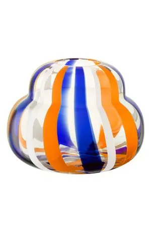 LSA Folk Glass Vase - Blue/orange