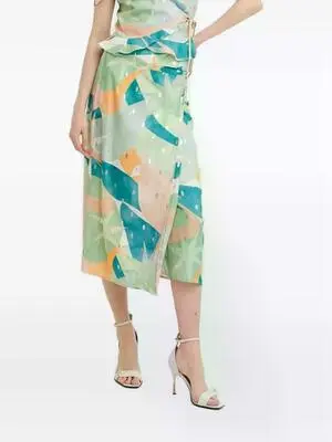 NEVER FULLY DRESSED Abstract-print Asymmetric Skirt