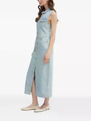 Dkny Button-front Sleeveless Denim Shirtdress