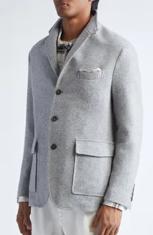 Eleventy Single-breasted Cashmere & Silk Jacket