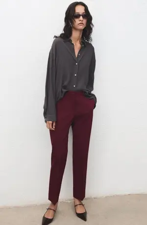 Mango Straight Suit Pants - Wine