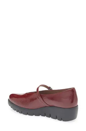 WONDERS Platform Wedge Mary Jane Shoe - Lack Vino
