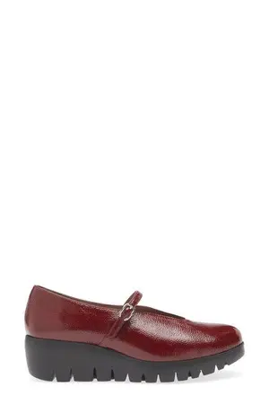 WONDERS Platform Wedge Mary Jane Shoe - Lack Vino
