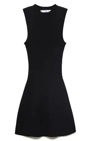 Mango Ribbed Sleeveless Sweater Dress - Black