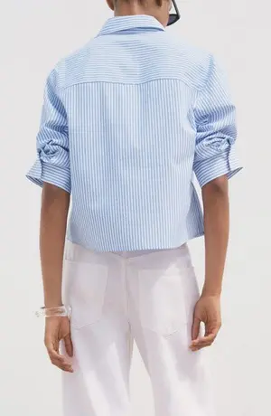 Mango Embellished Striped Button-up Shirt - Blue