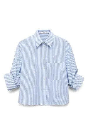 Mango Embellished Striped Button-up Shirt - Blue