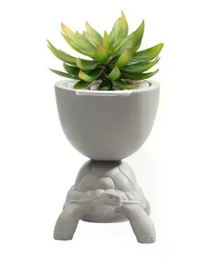 QEEBOO Turtle Carry Ceramic Planter - White