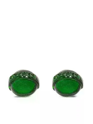 Fiorucci Engraved Sphere Clip-on Earrings - Green
