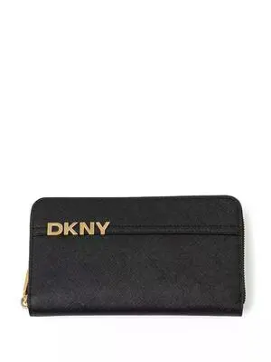 Dkny Logo-plaque Zip-around Wallet - Black